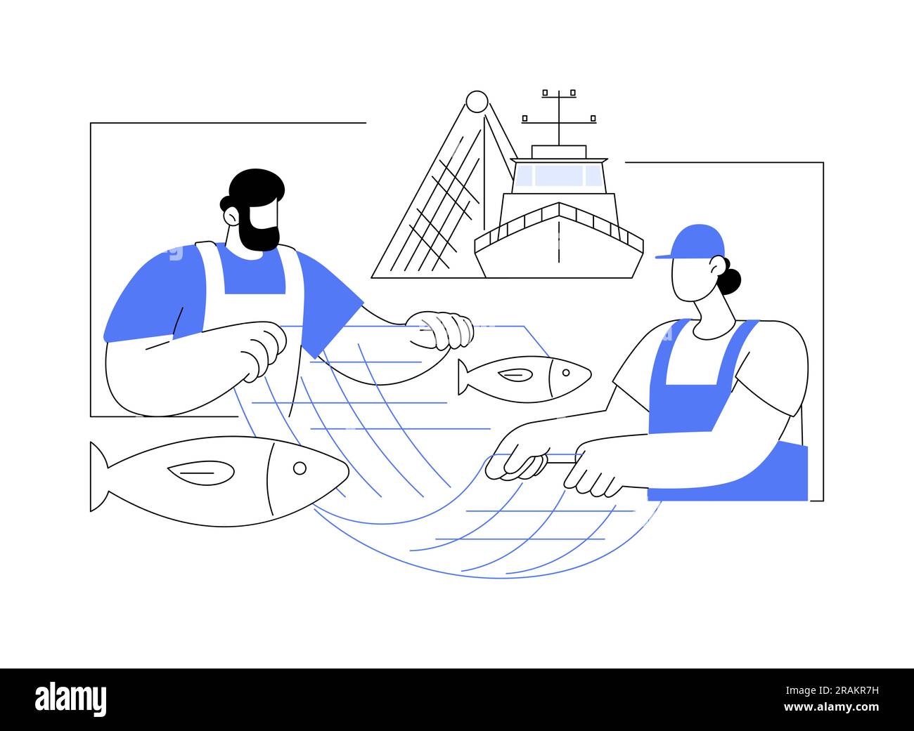 Fishing with net abstract concept vector illustration Stock Vector ...