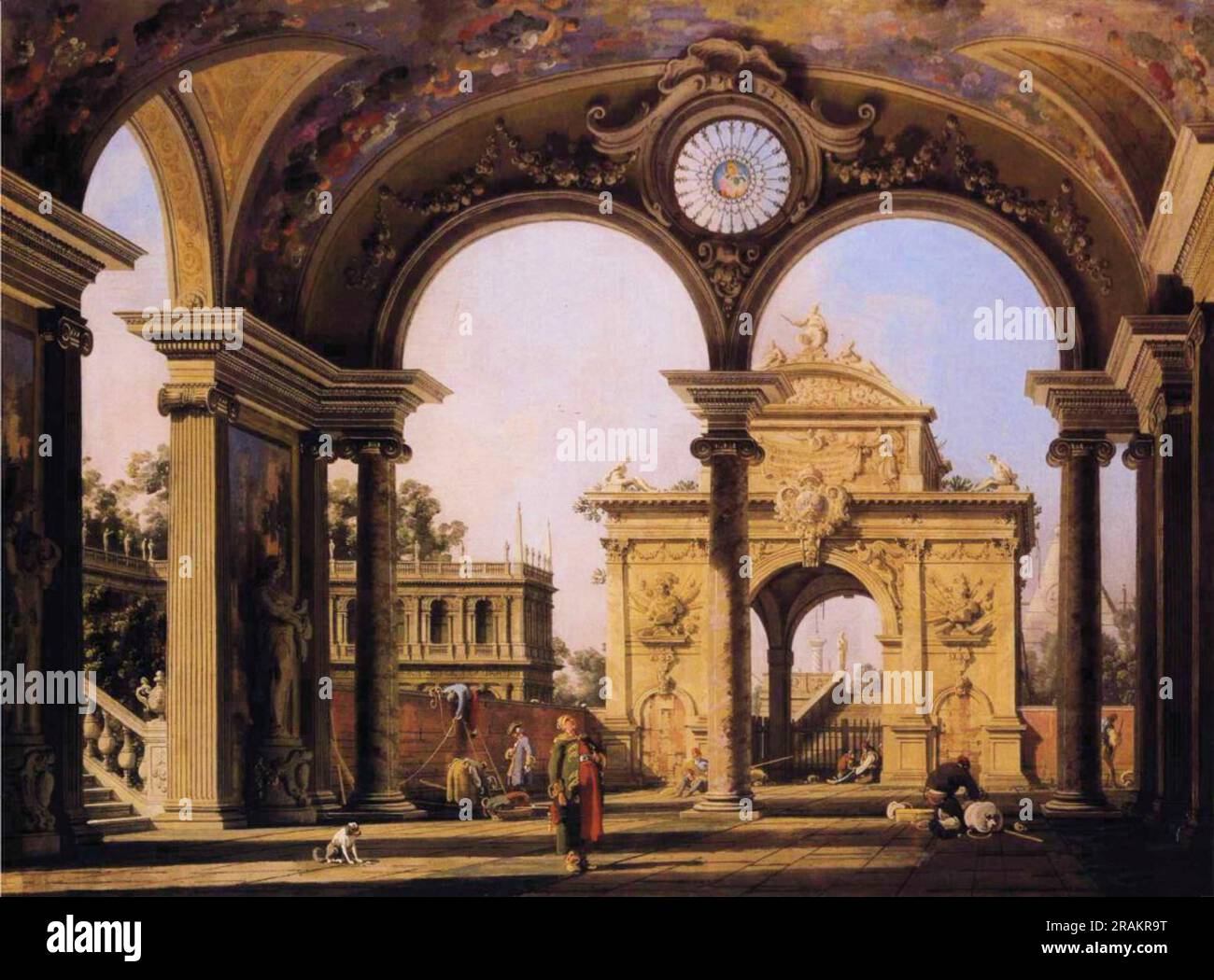 Capriccio of a Renaissance Triumphal Arch seen from the Portico of a ...