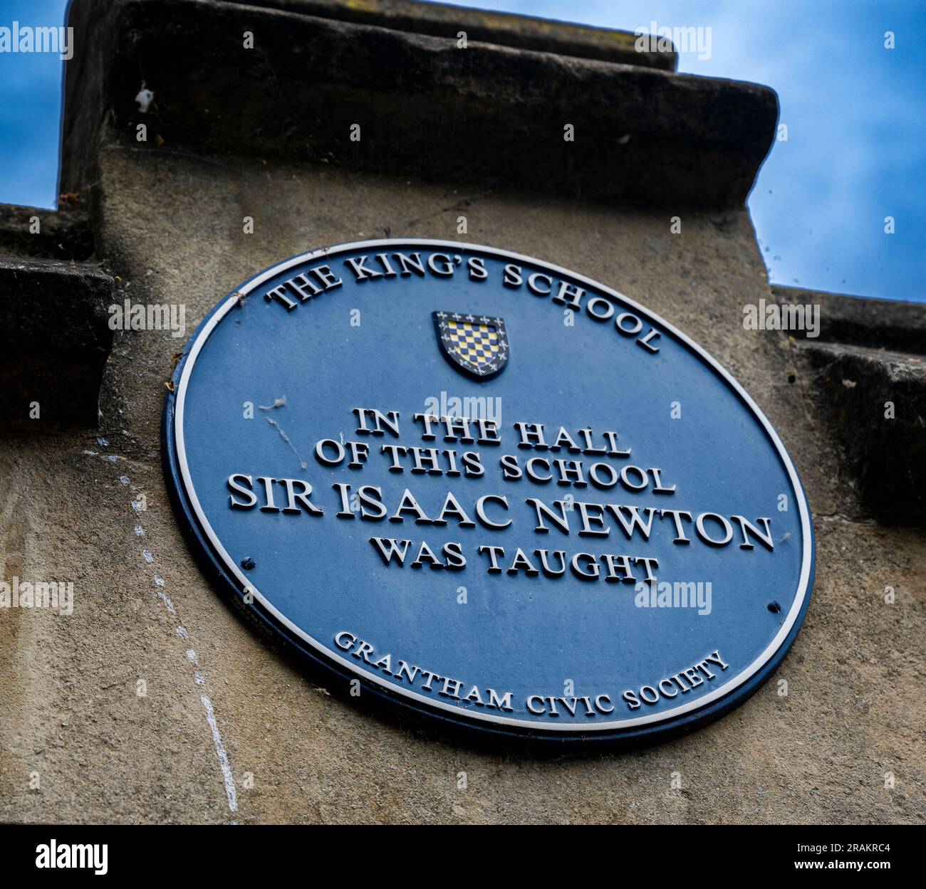 A Blue Plaque on King's School, Grantham, Lincolnshire, England. Where ...