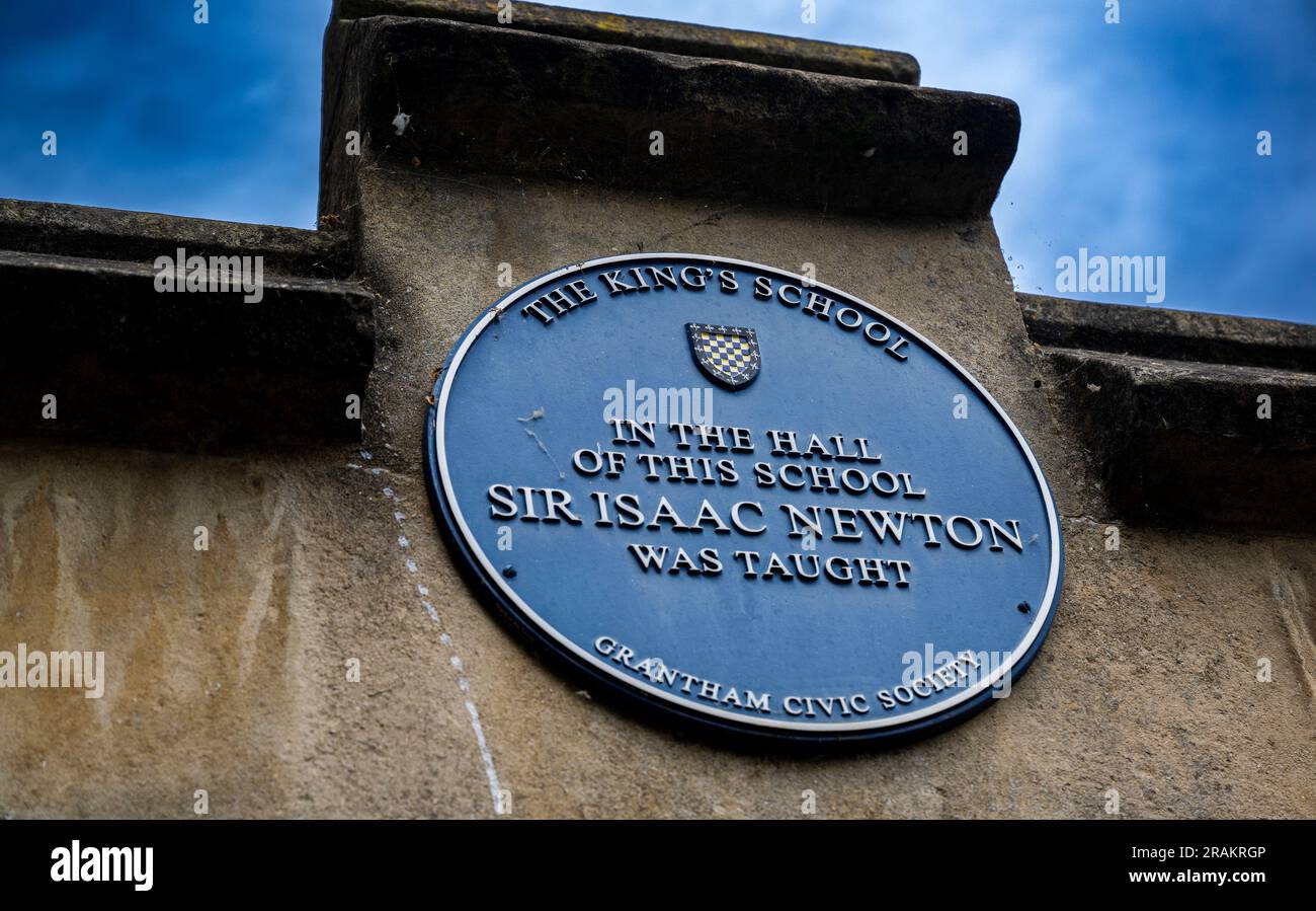 A Blue Plaque on King's School, Grantham, Lincolnshire, England. Where ...