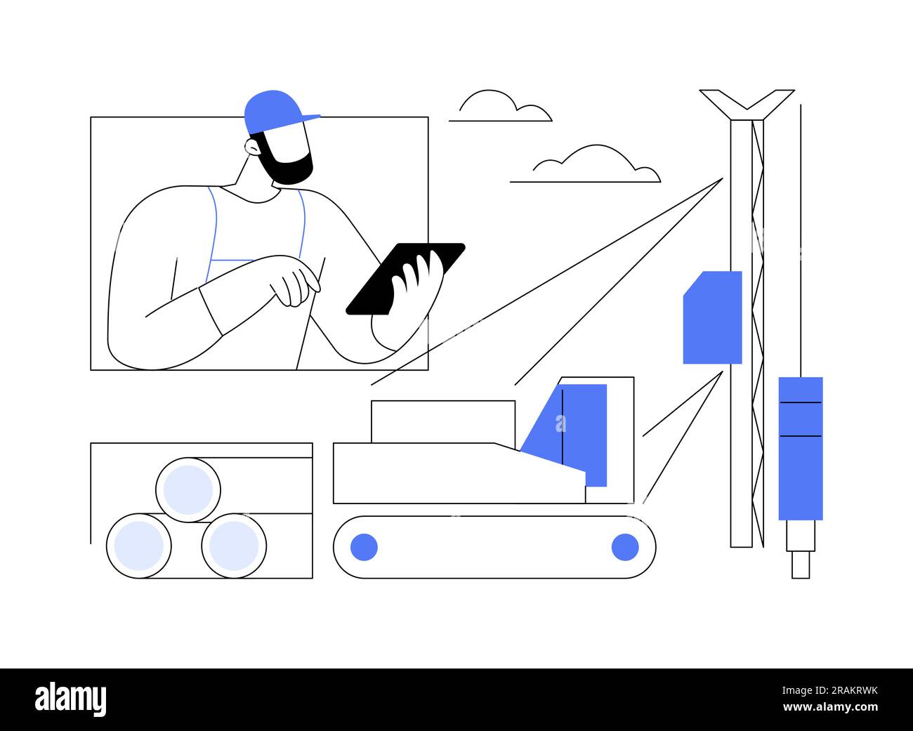 Pile driving abstract concept vector illustration Stock Vector Image ...