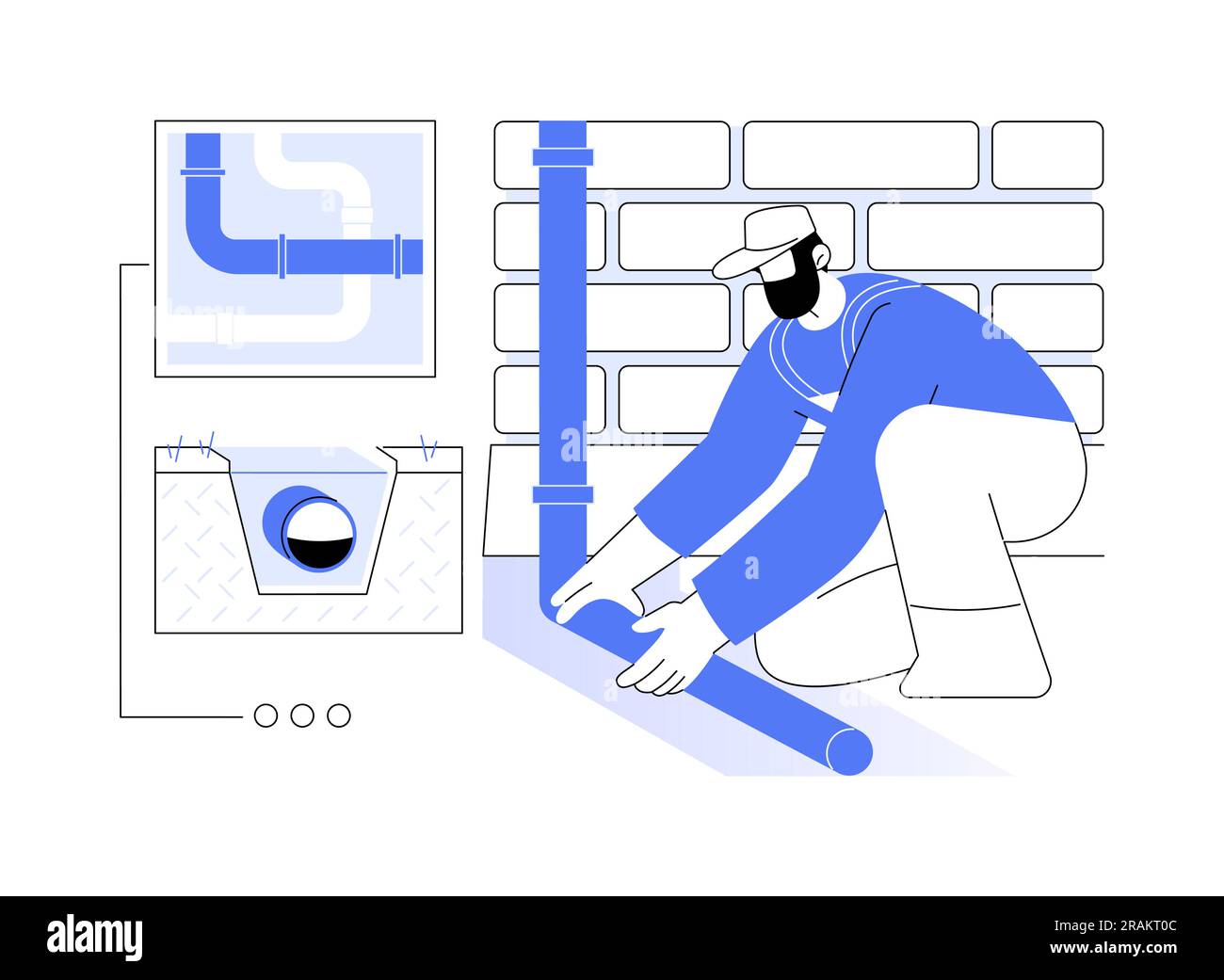 Laying drainage pipes abstract concept vector illustration Stock Vector ...