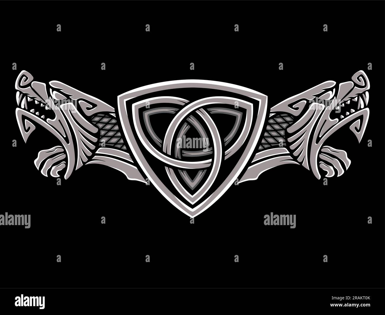 Ancient Scandinavian design. Two Wolves drawn in Old Norse Celtic ...