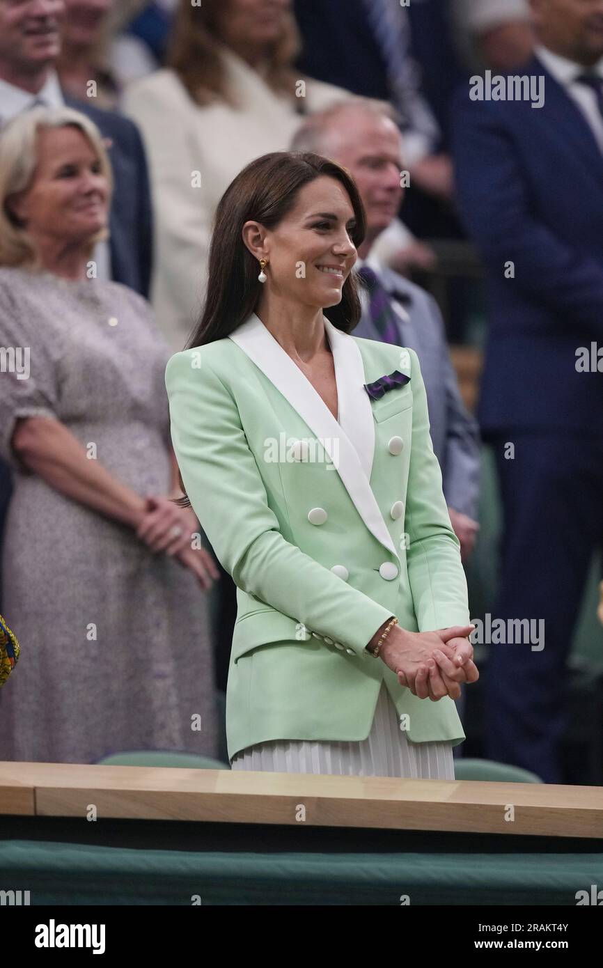Britain's Kate, Princess of Wales in the Royal Box on Centre Court on ...