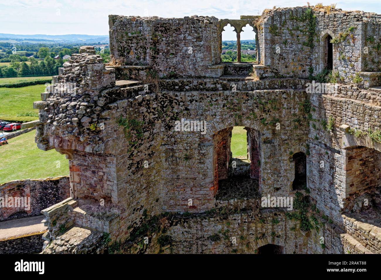 Ruins of the medieval Raglan Castle (Welsh: Castell Rhaglan ...