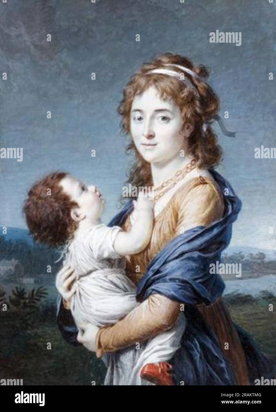 Portrait de la baronne, Dannery tenant son fils Jean Germain Samuel ...