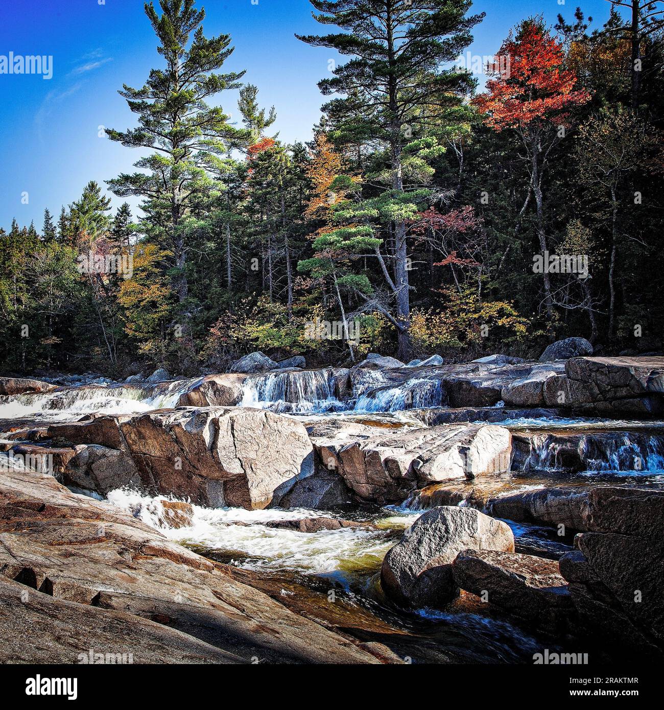 The Lower falls on the Swift River cascade through the White Mountains ...