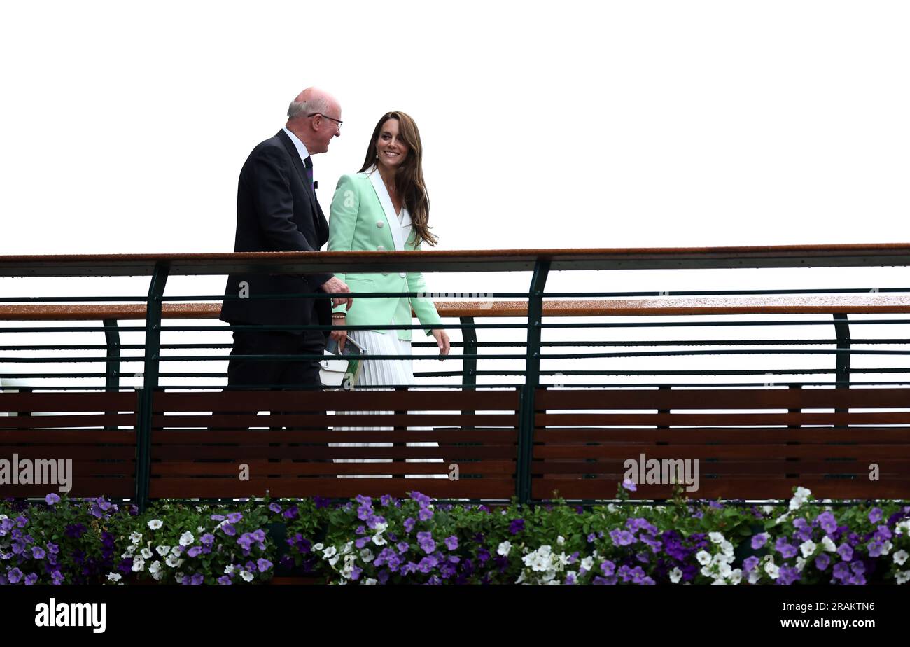 The Princess of Wales alongside Chairman of the AELTC Ian Hewitt (left ...