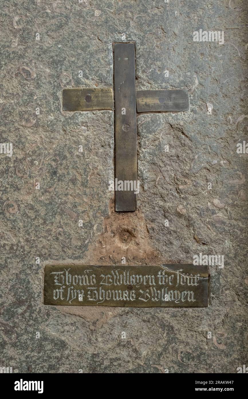 Penshurst, July 2nd 2023: The brass memorial for Thomas Boleyn, the ...