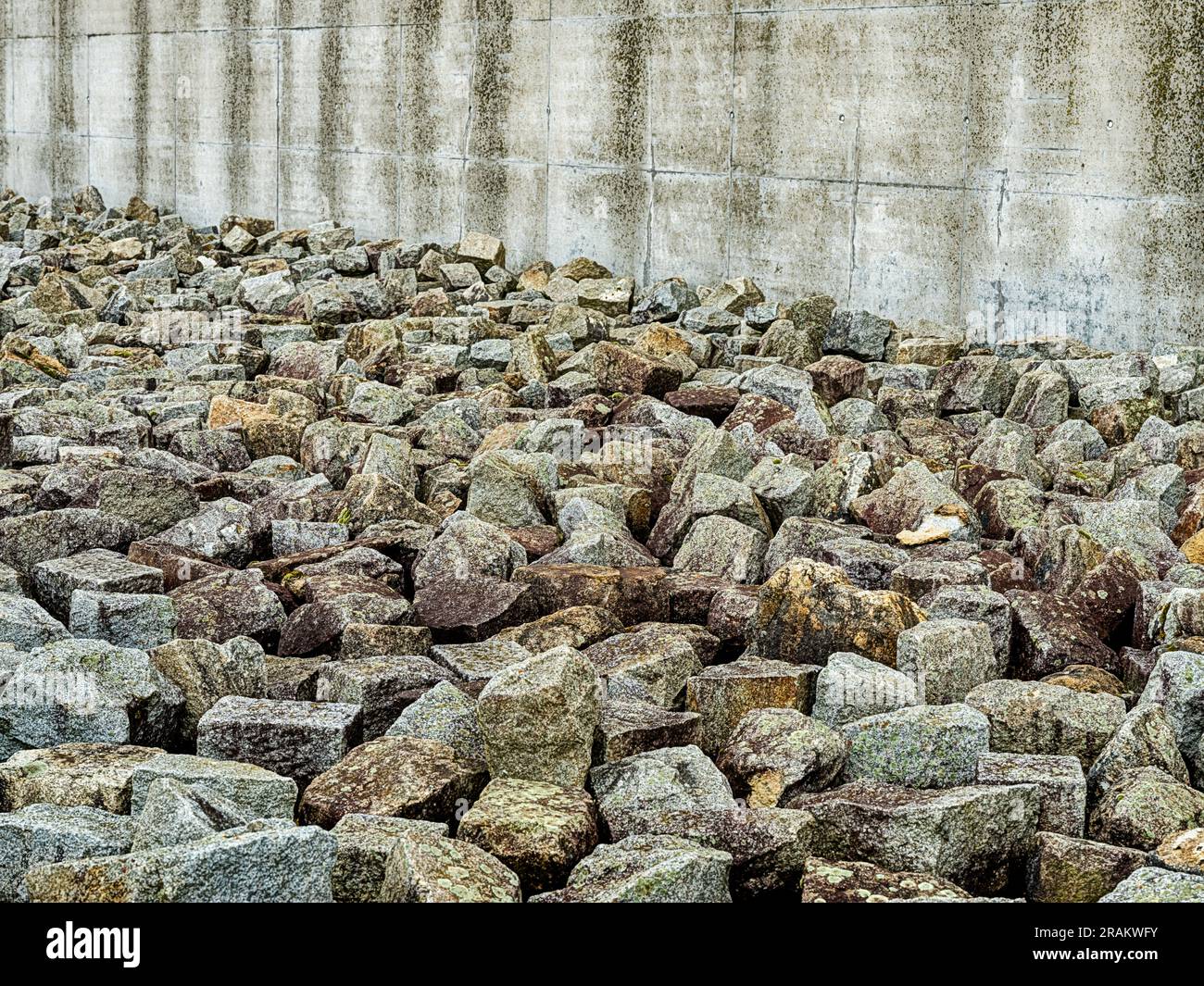 MAUTHAUSEN, AUSTRIA - DECEMBER 4, 2022: A pile of heavy stones heaped ...