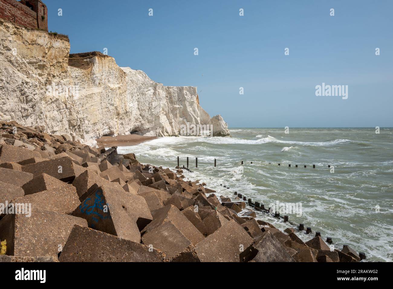 Seaford, July 3rd 2023: The cliffs at the eastern end of town Stock ...