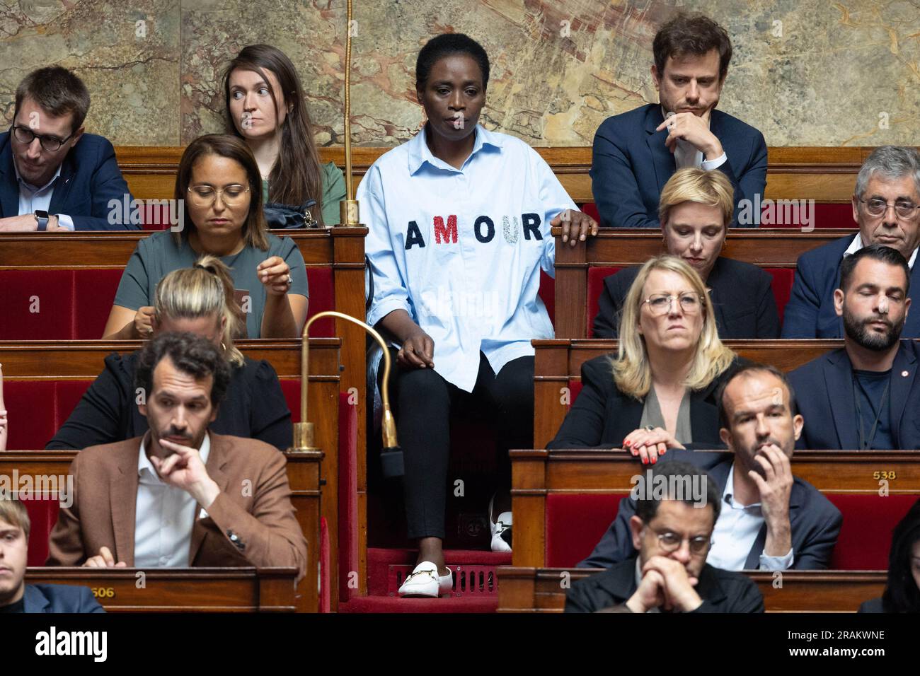 Paris, France. 04th July, 2023. LFI deputy Rachel Keke during a session ...