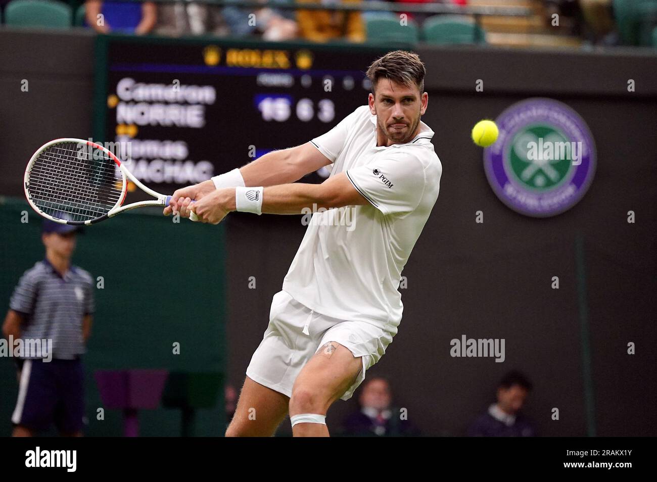Cameron Norrie in action against Tomas Machac (not pictured) on day two ...