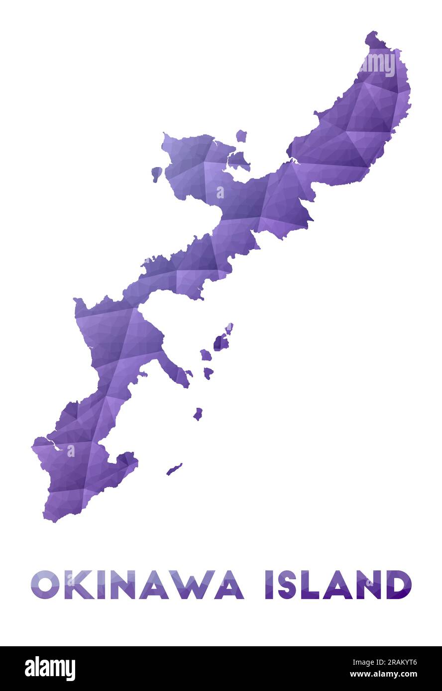 Map of Okinawa Island. Low poly illustration of the island. Purple ...