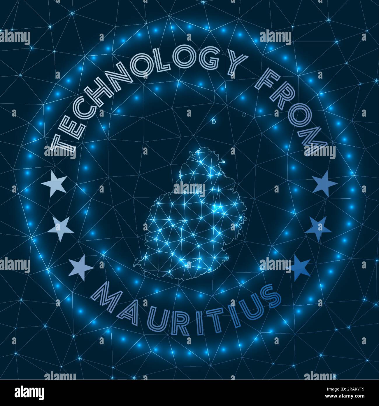 Technology From Mauritius. Futuristic geometric badge of the island ...