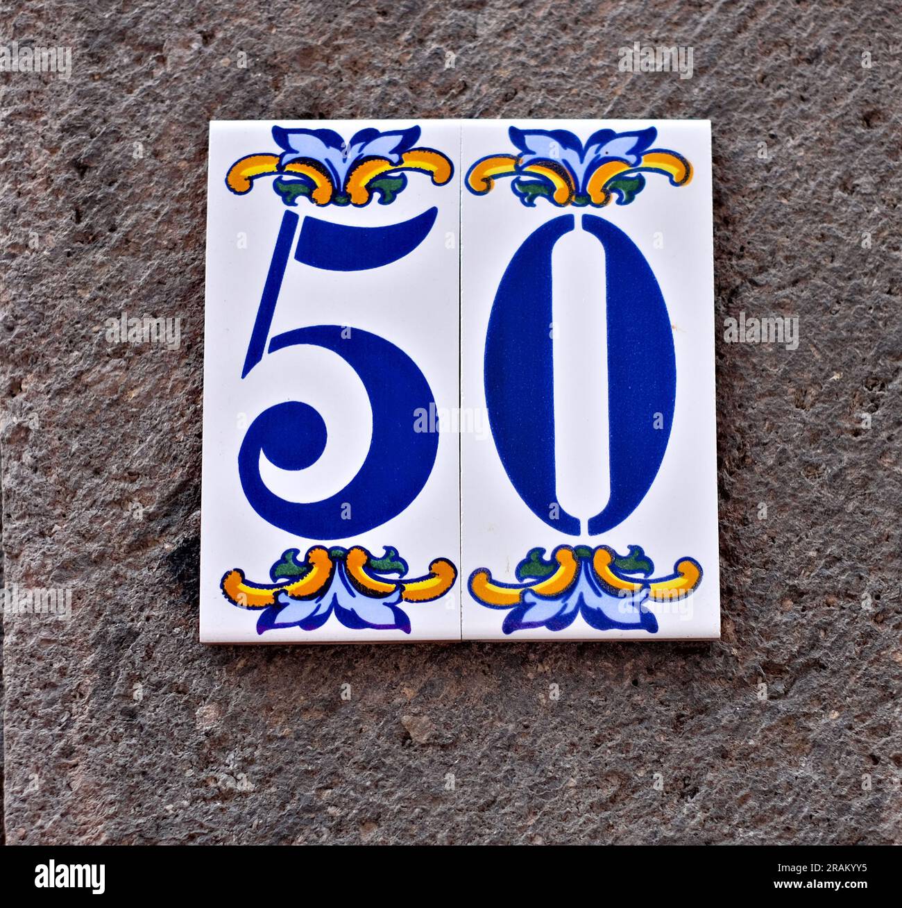 50, number fifty, decorative tilework on gray surface Stock Photo - Alamy