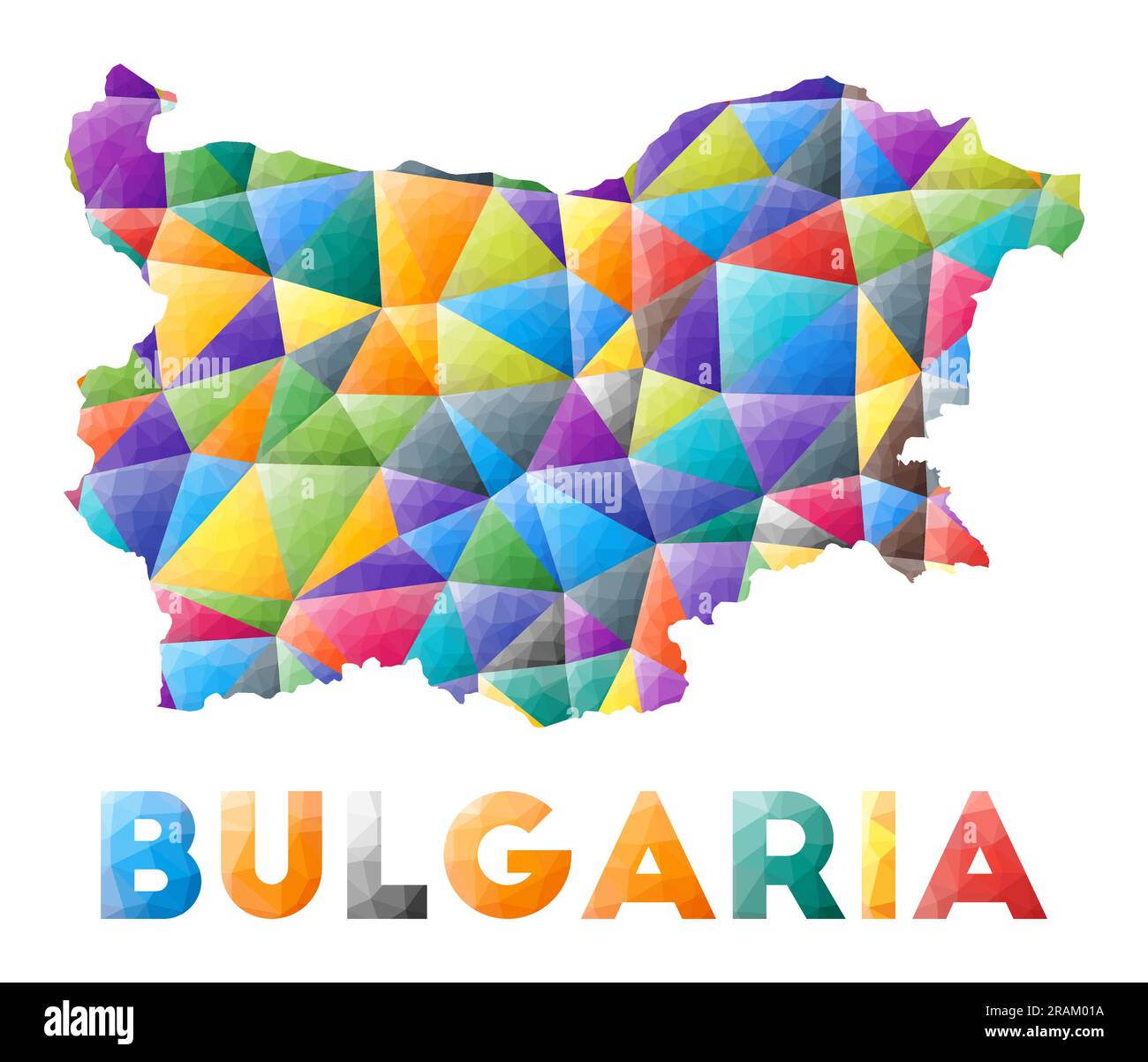 Bulgaria - colorful low poly country shape. Multicolor geometric ...