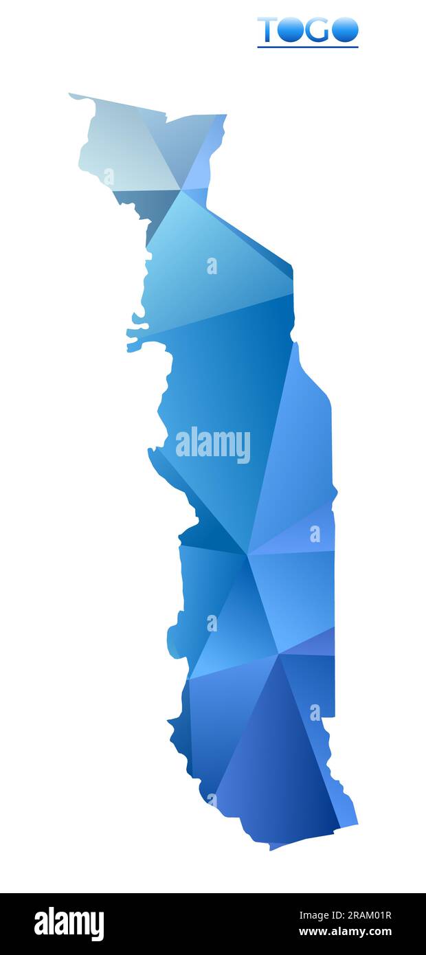 Vector polygonal Togo map. Vibrant geometric country in low poly style. Authentic illustration ...