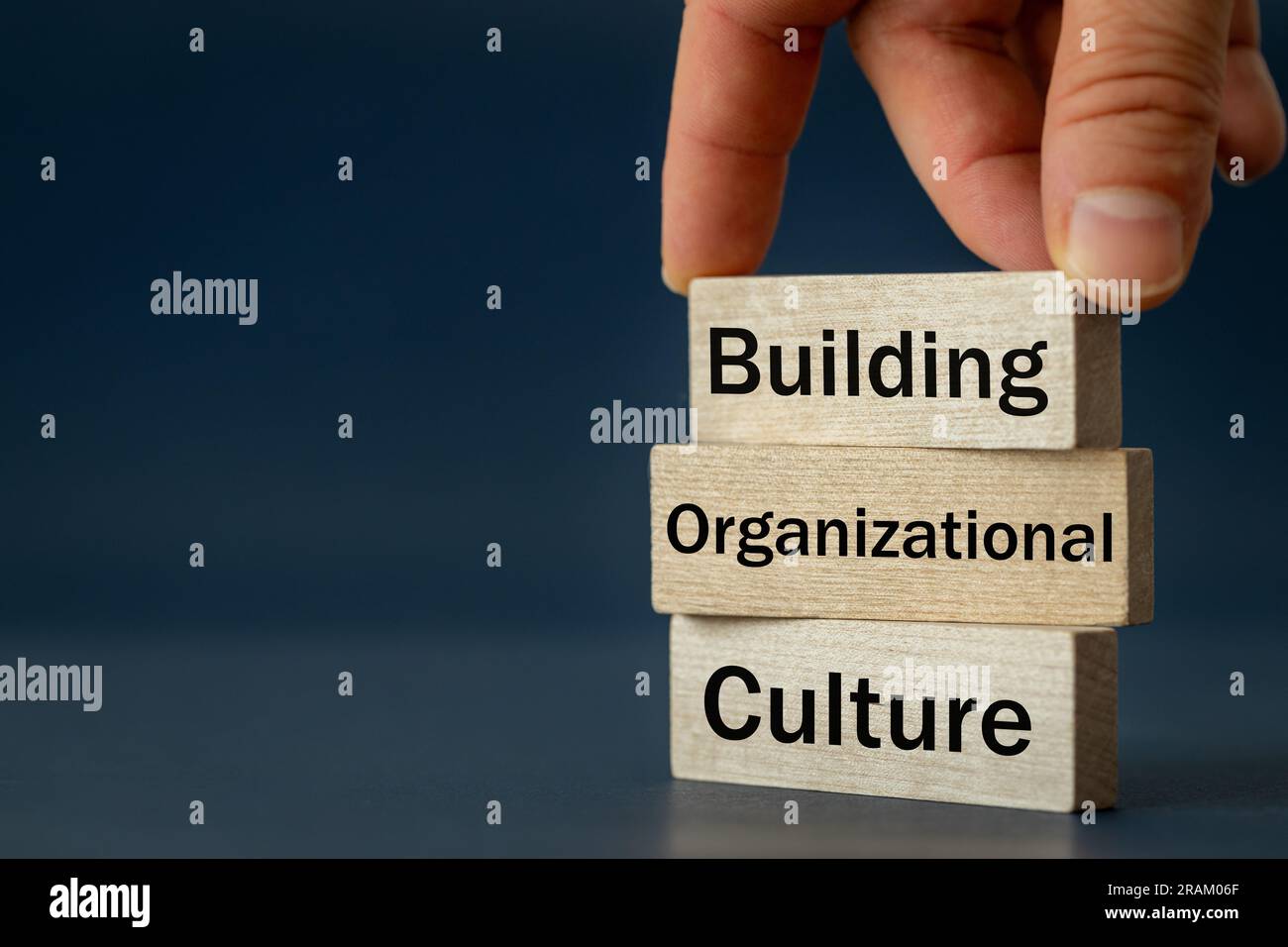 A wooden block with the words Building, Organizational, Culture, Modern ...