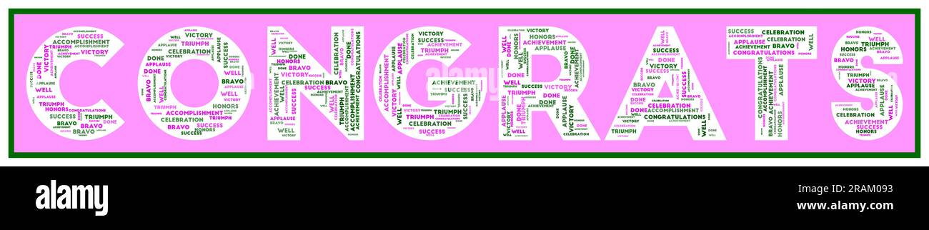 CONGRATS text filled with related keywords of various sizes. Congrats ...