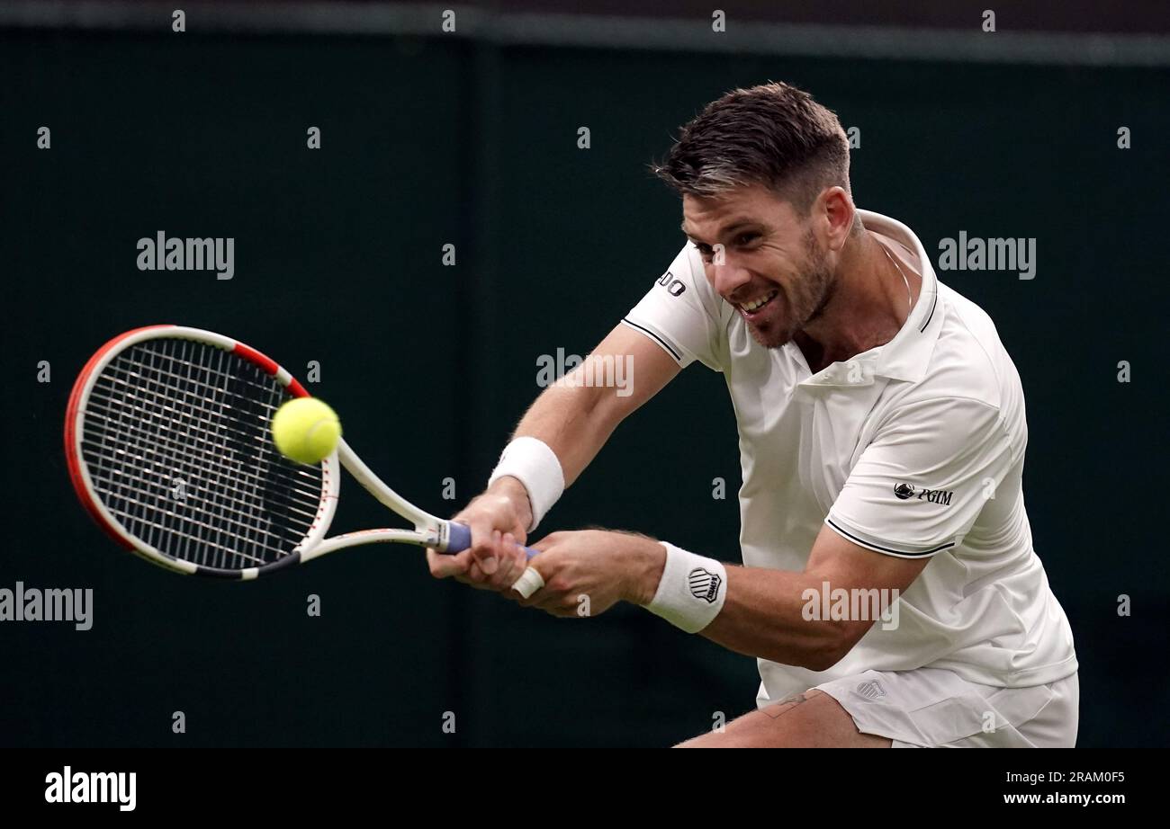 Cameron Norrie in action against Tomas Machac (not pictured) on day two of the 2023 Wimbledon ...