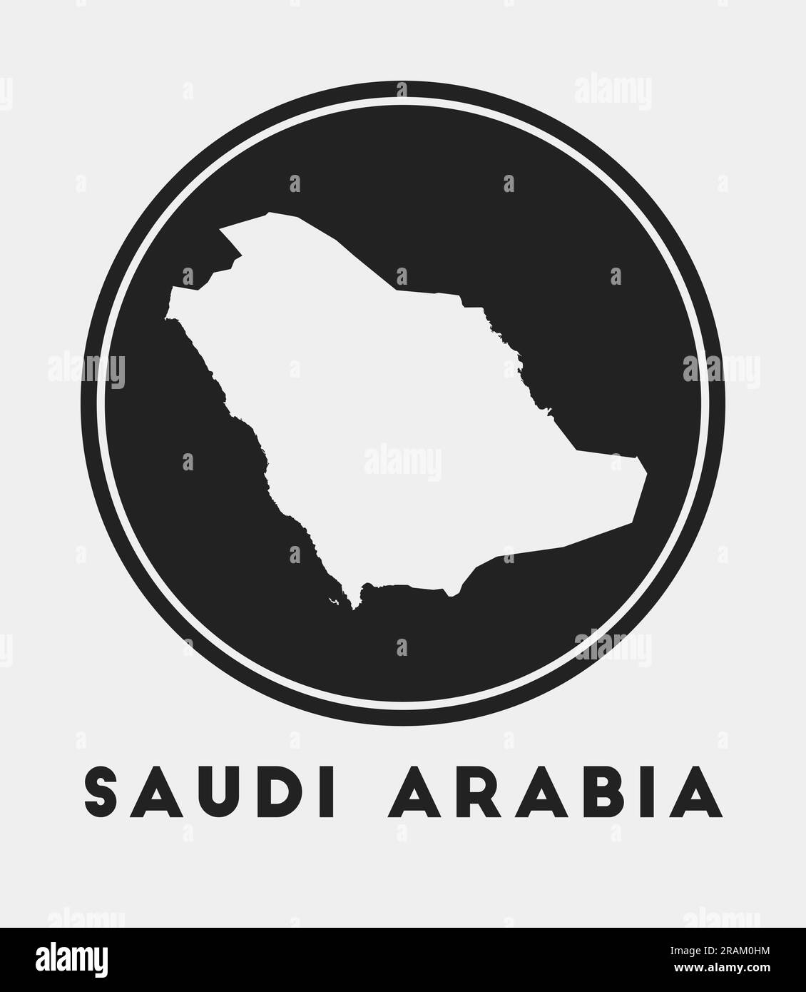 Saudi Arabia icon. Round logo with country map and title. Stylish Saudi ...