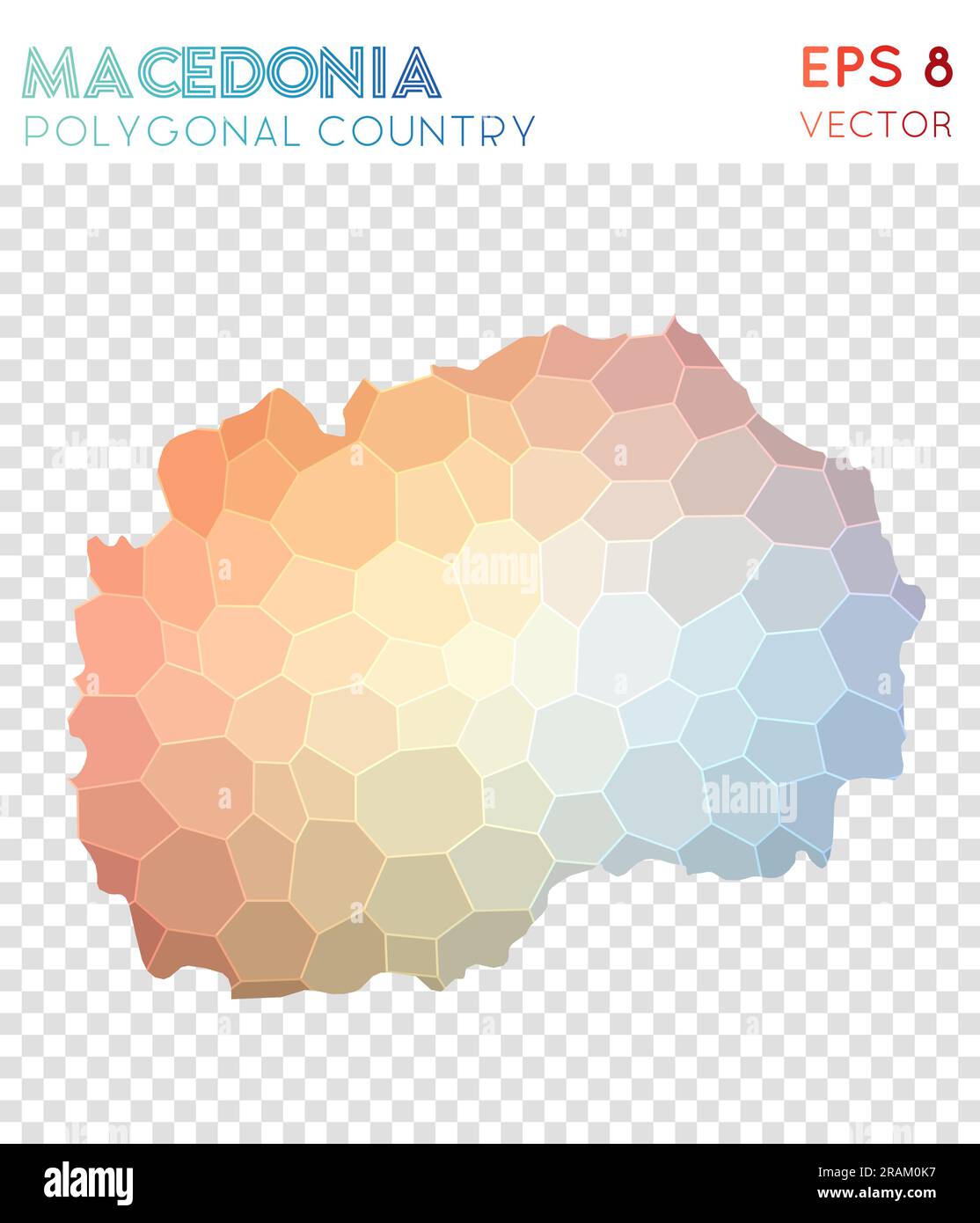 Macedonia polygonal map, mosaic style country. Shapely low poly style ...