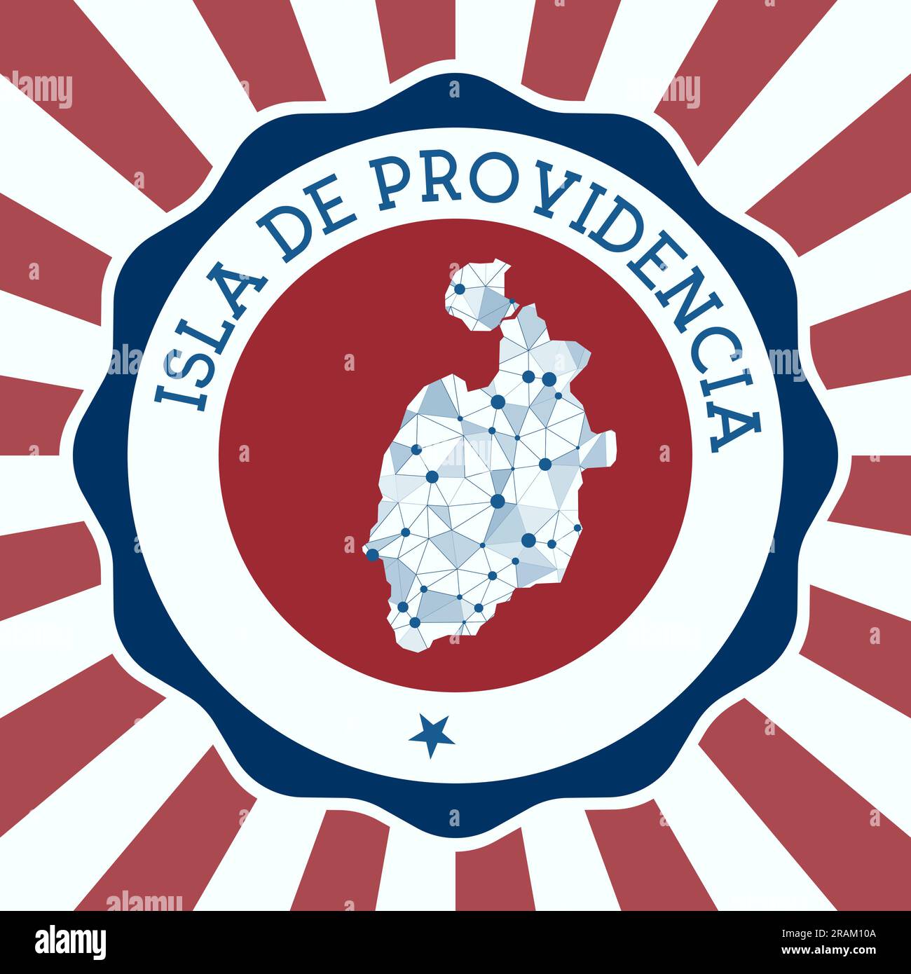 Isla de Providencia Badge. Round logo of island with triangular mesh ...