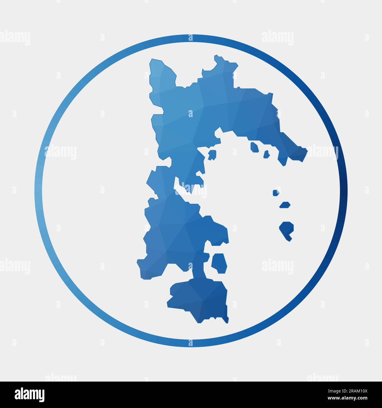Patmos icon. Polygonal map of the island in gradient ring. Round low ...