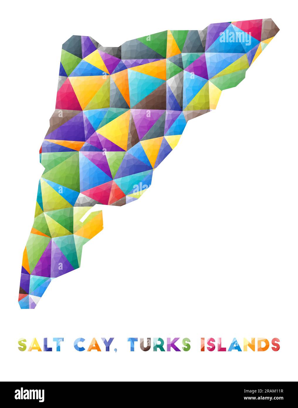 Salt Cay, Turks Islands - colorful low poly island shape. Multicolor ...