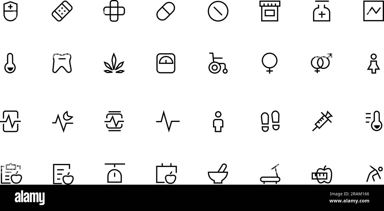 Medical Vector Icons Set. Flat Linear Design Medicine and Healthcare ...