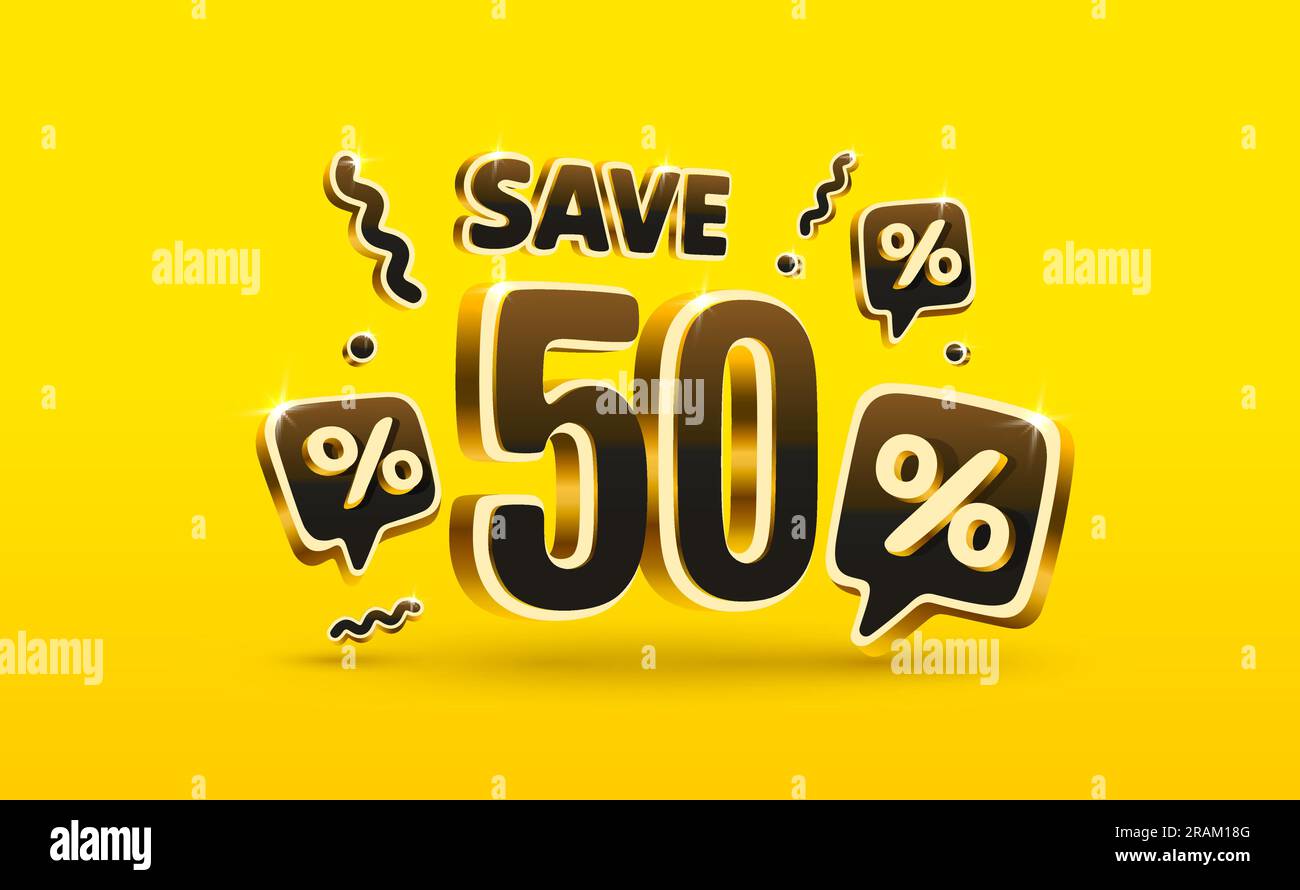 Save offer, 50 off sale banner. Sign board promotion. Vector ...