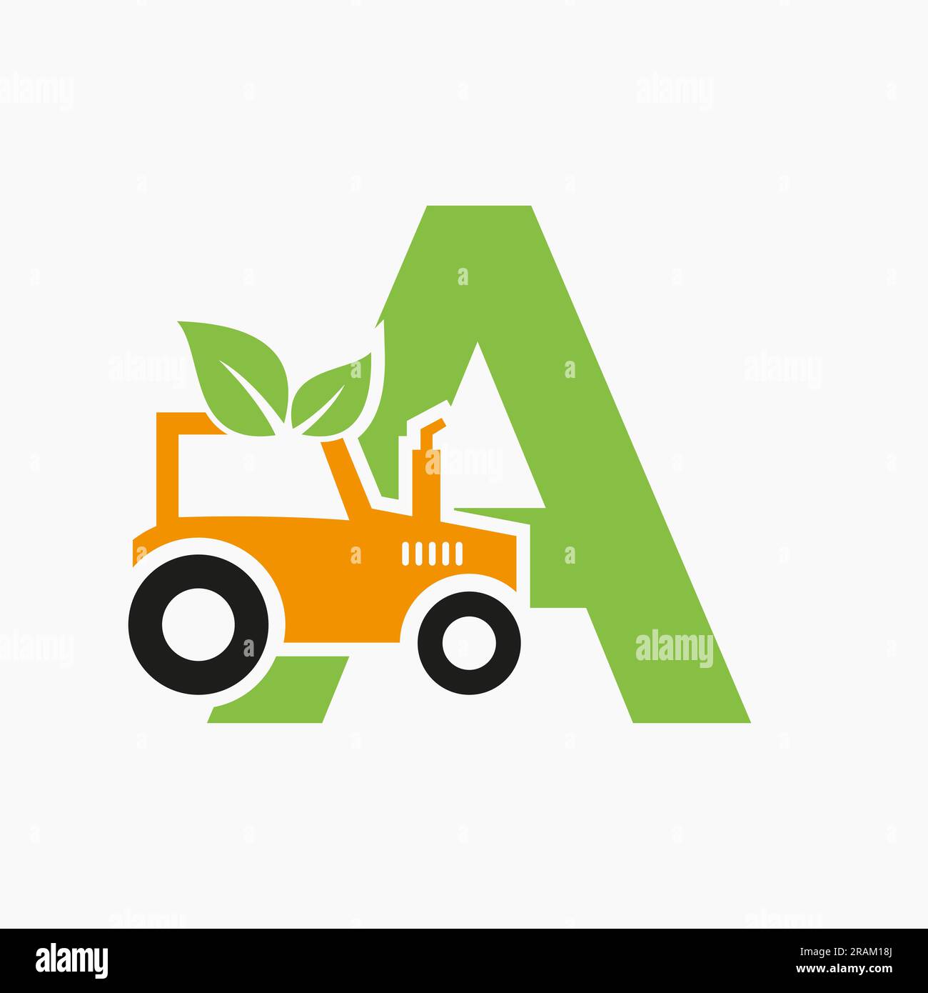 Letter A Agriculture Logo Concept With Tractor Icon Vector Template. Eco Farm Symbol Stock ...