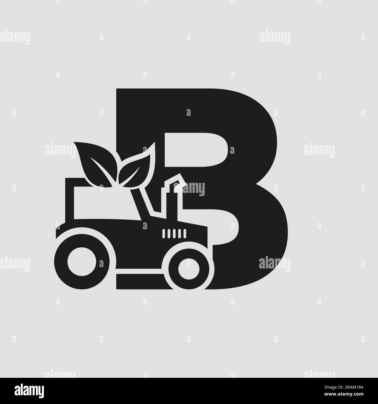 Letter B Agriculture Logo Concept With Tractor Icon Vector Template ...