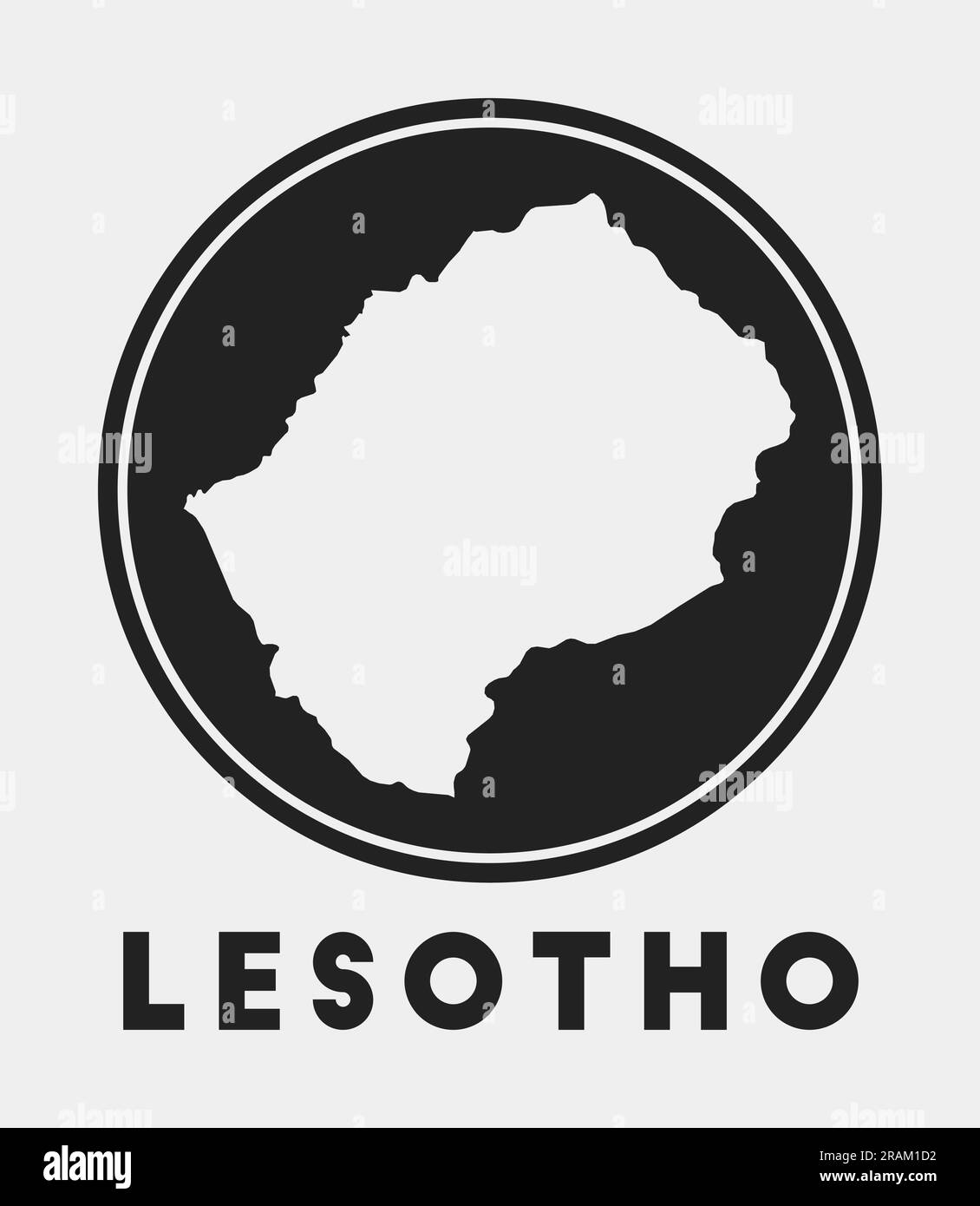 Lesotho Icon Round Logo With Country Map And Title Stylish Lesotho