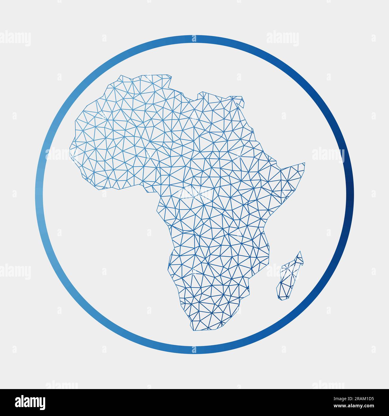 Africa icon. Network map of the continent. Round Africa sign with ...