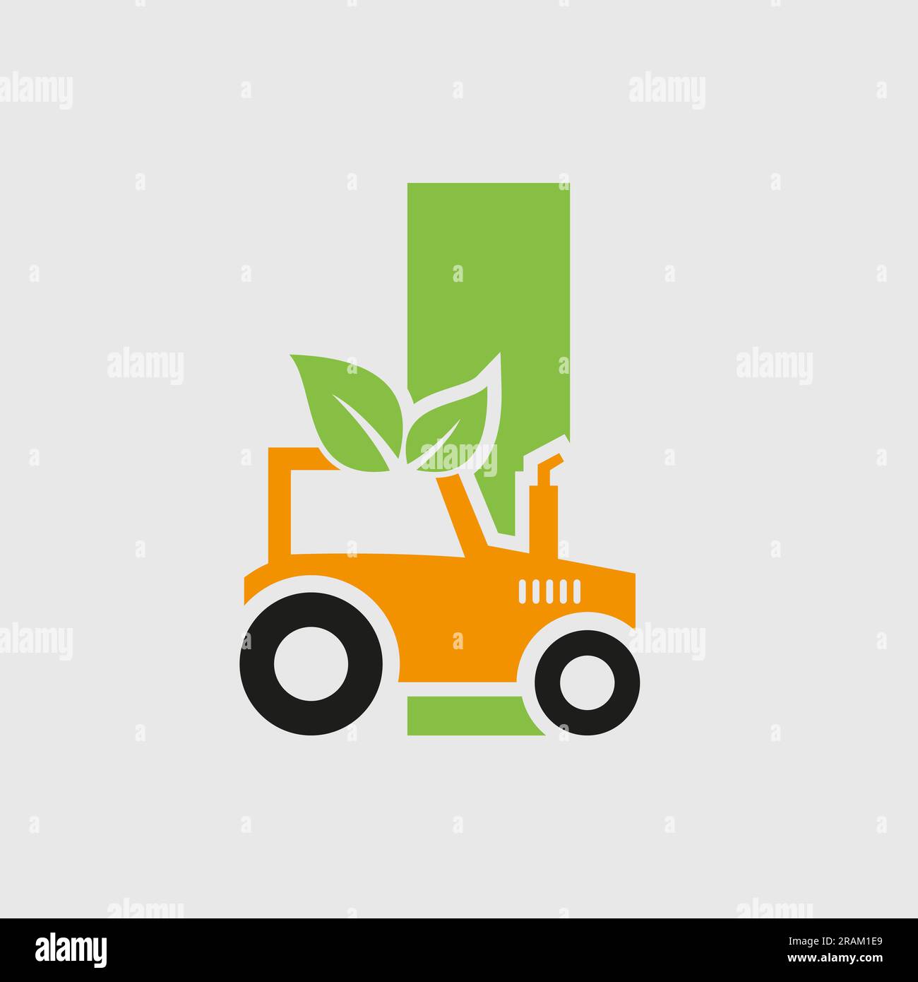 Letter I Agriculture Logo Concept With Tractor Icon Vector Template. Eco Farm Symbol Stock ...