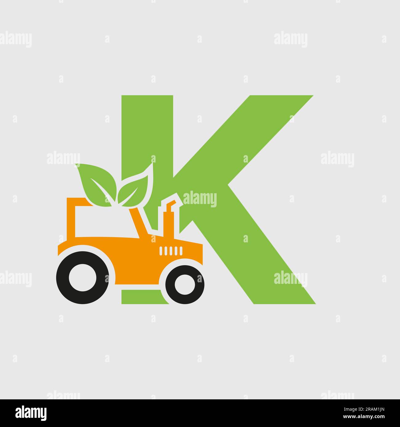 Letter K Agriculture Logo Concept With Tractor Icon Vector Template ...