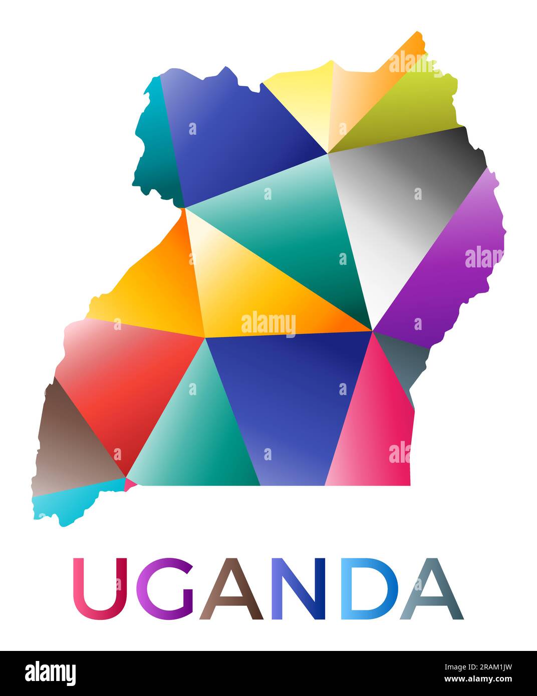Bright colored Uganda shape. Multicolor geometric style country logo ...