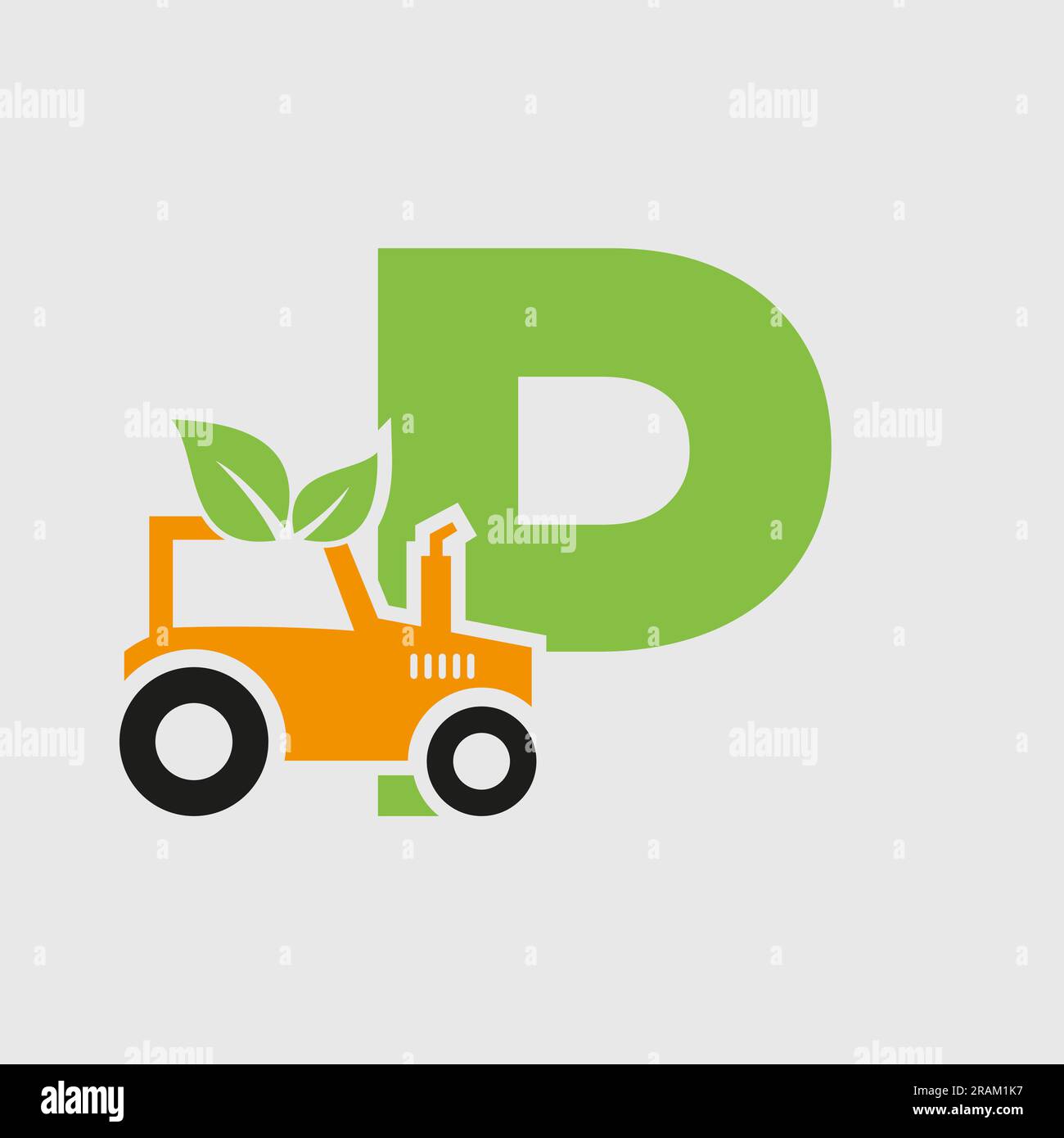 Letter P Agriculture Logo Concept With Tractor Icon Vector Template ...