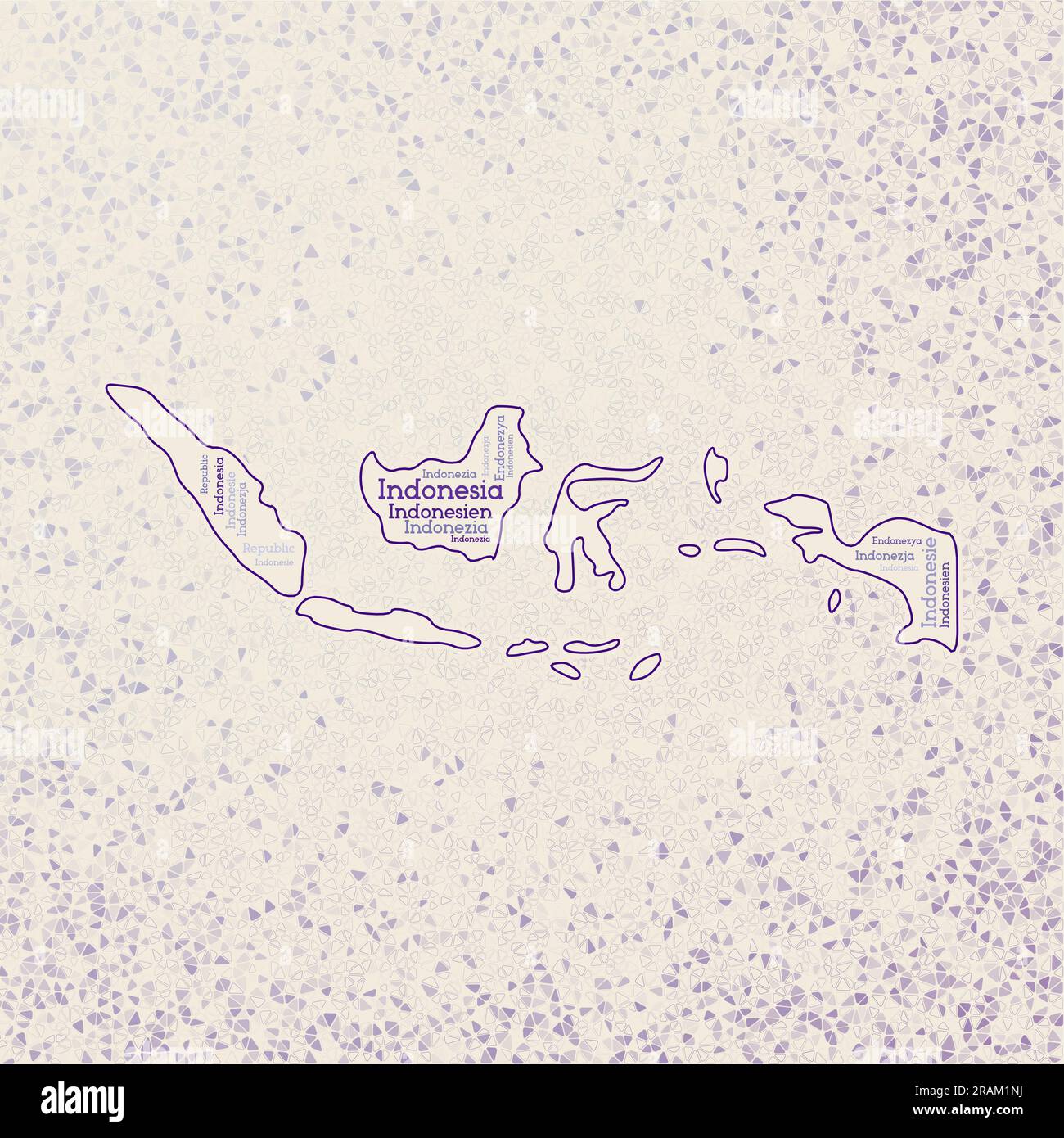 Indonesia shape with country names word cloud in multiple languages ...