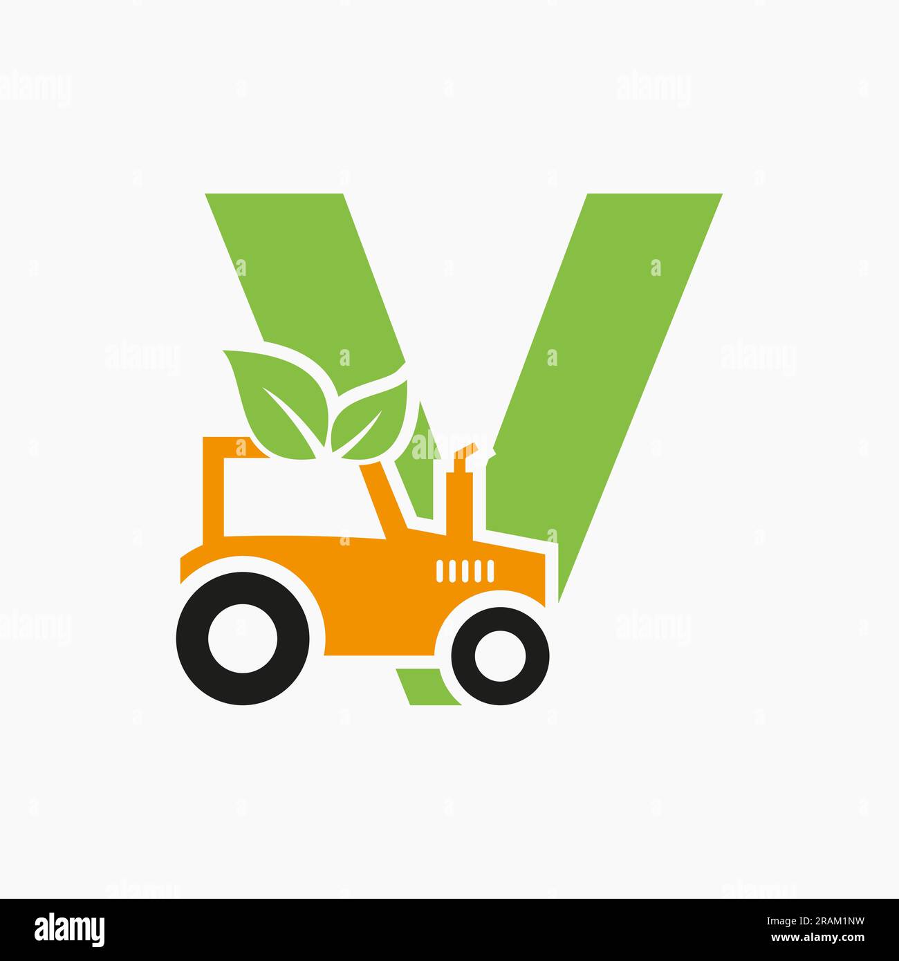 Letter V Agriculture Logo Concept With Tractor Icon Vector Template ...