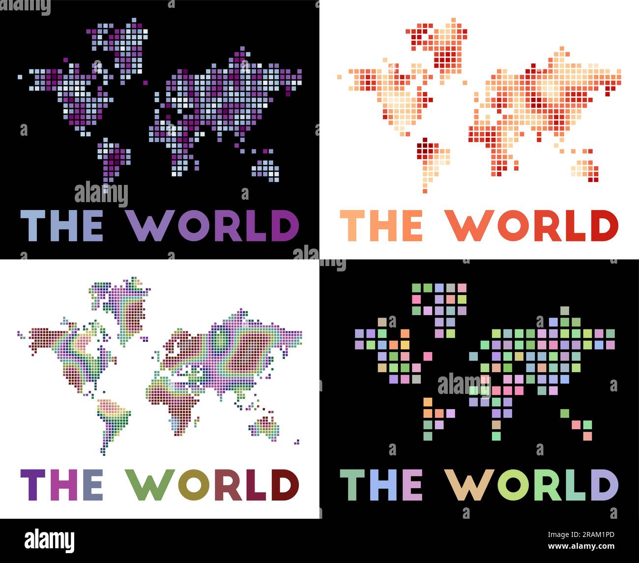 The World map. Collection of maps of the World in dotted style. Vector ...