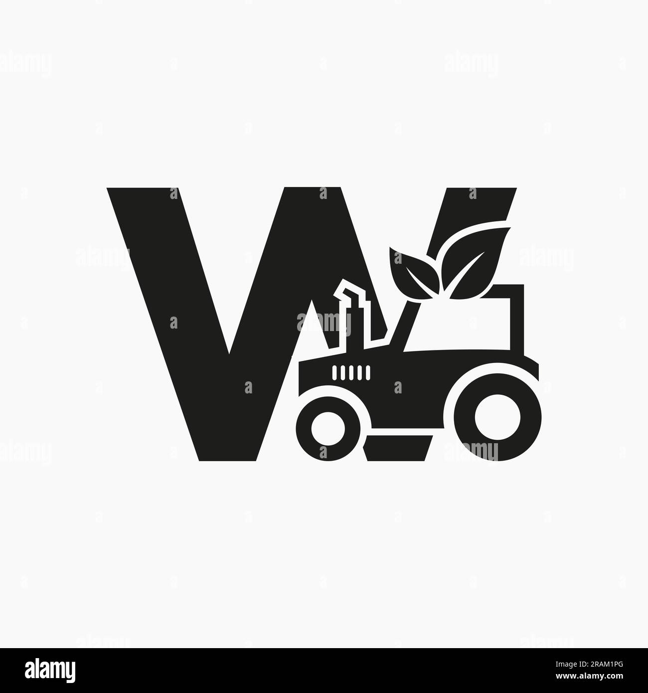 Letter W Agriculture Logo Concept With Tractor Icon Vector Template ...
