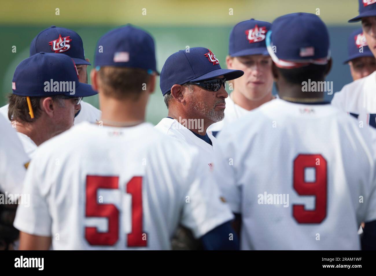 USA Baseball Collegiate National Team third base coach Andy Stankiewicz ...