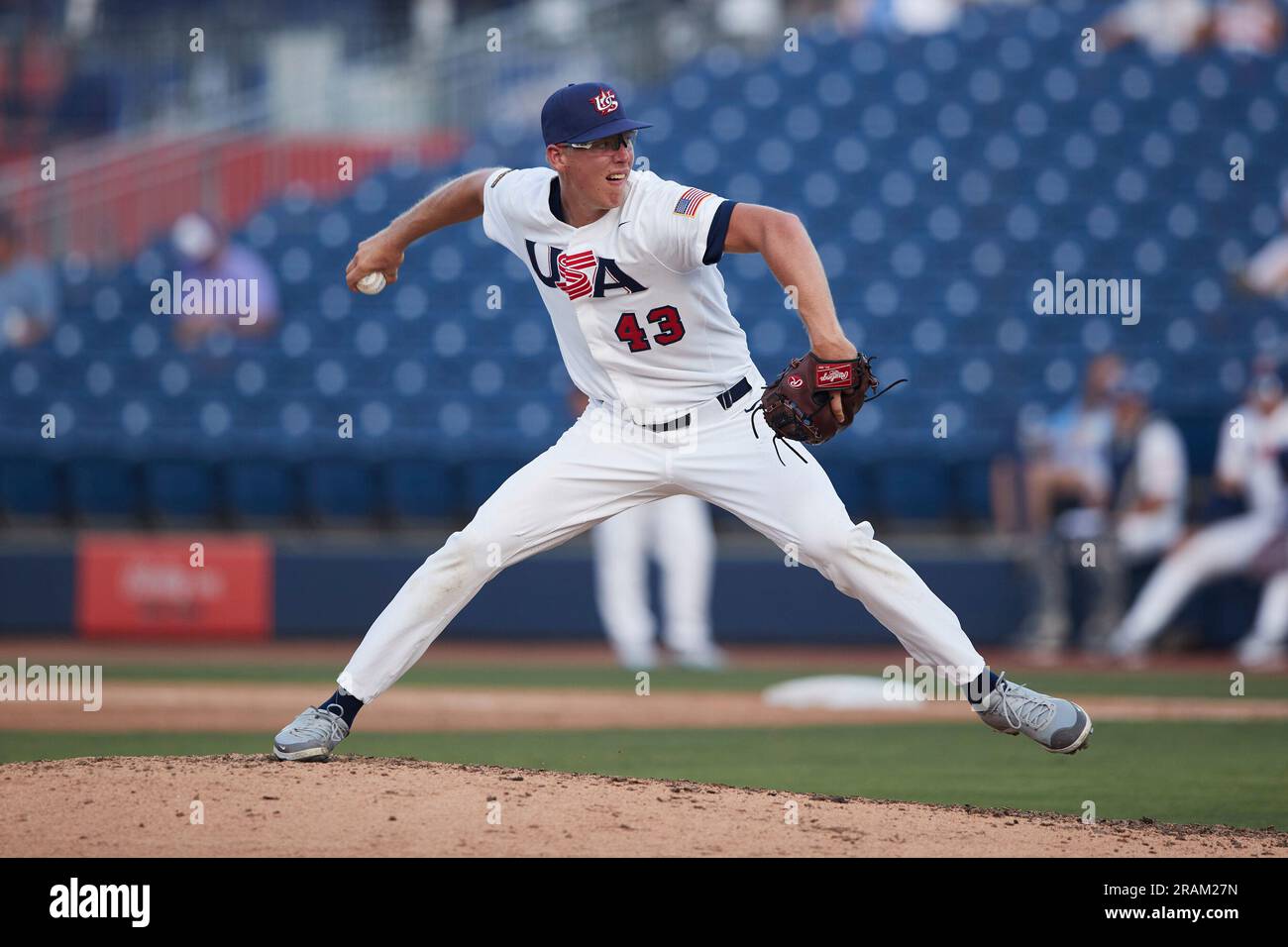 USA Baseball Collegiate National Team starting pitcher Ryan Johnson (43 ...