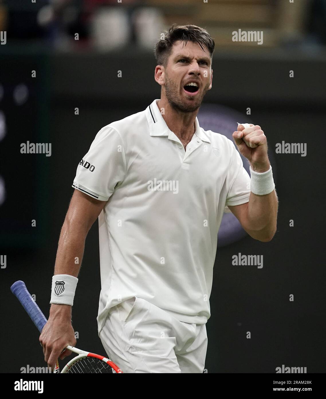 Cameron Norrie celebrates breaking the serve of Tomas Machac (not ...