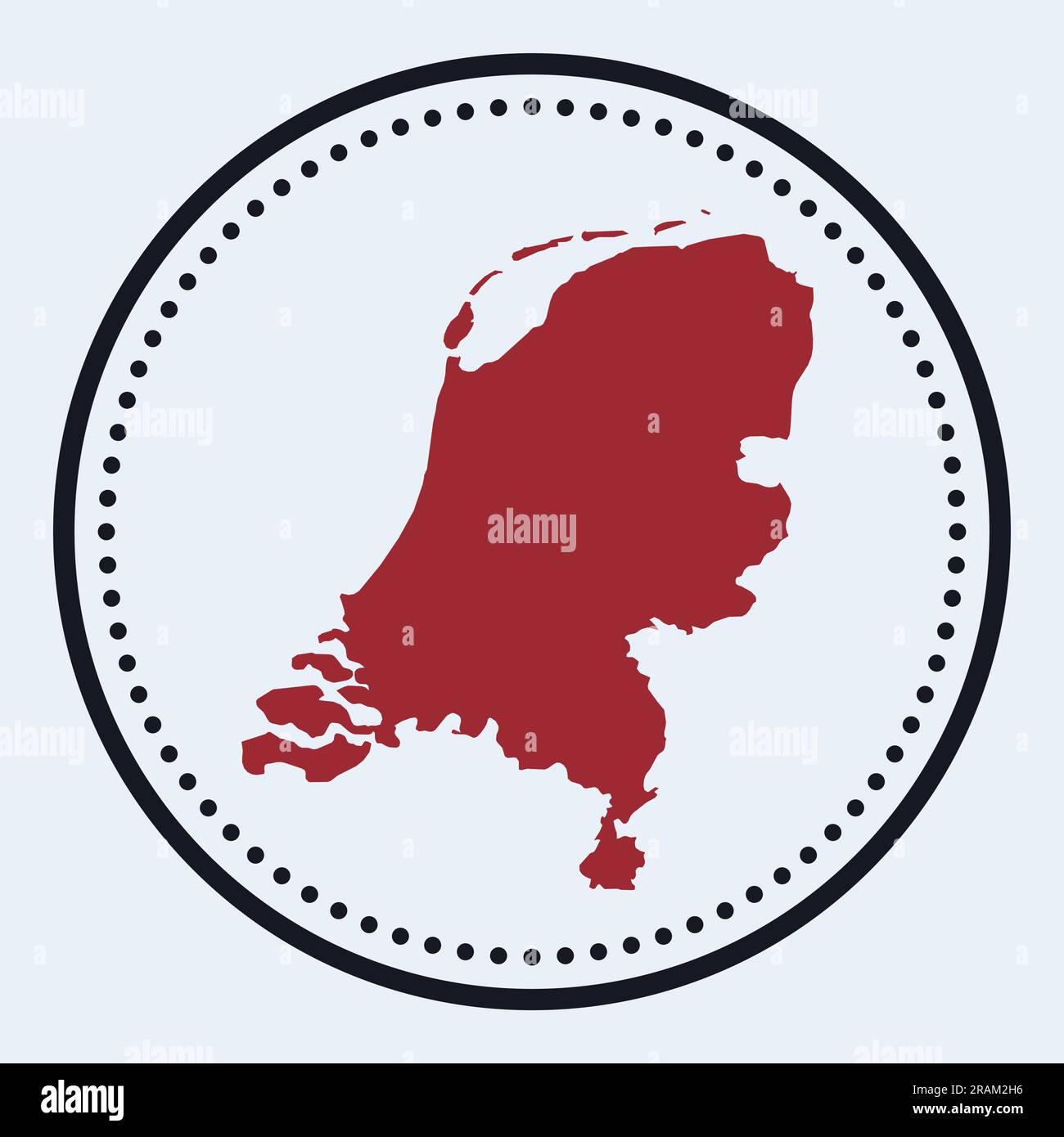 Netherlands round stamp. Round logo with country map and title. Stylish ...