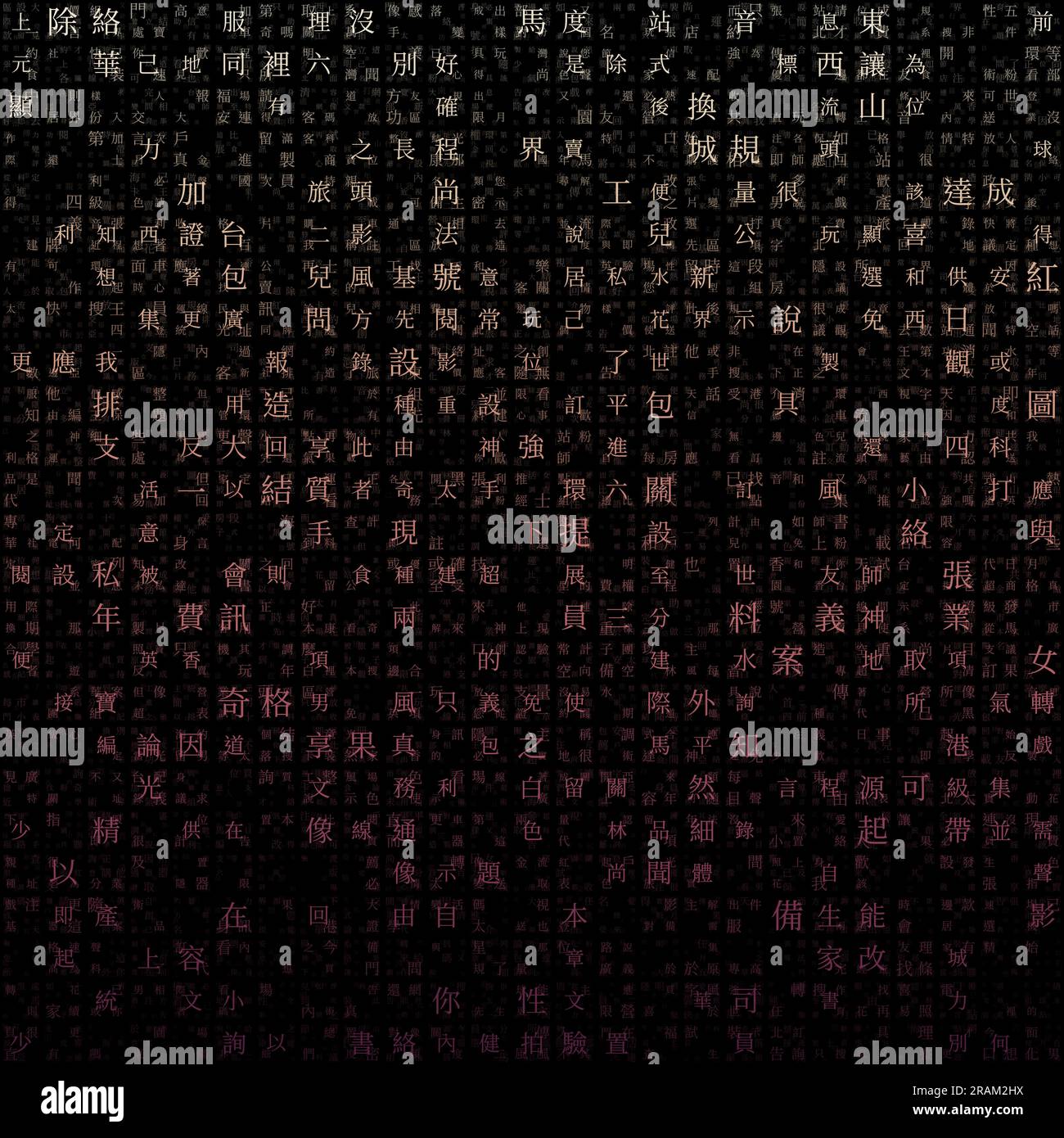 Digital Letters Cover Random Characters Of Chinese Traditional Alphabet Gradient Matrix