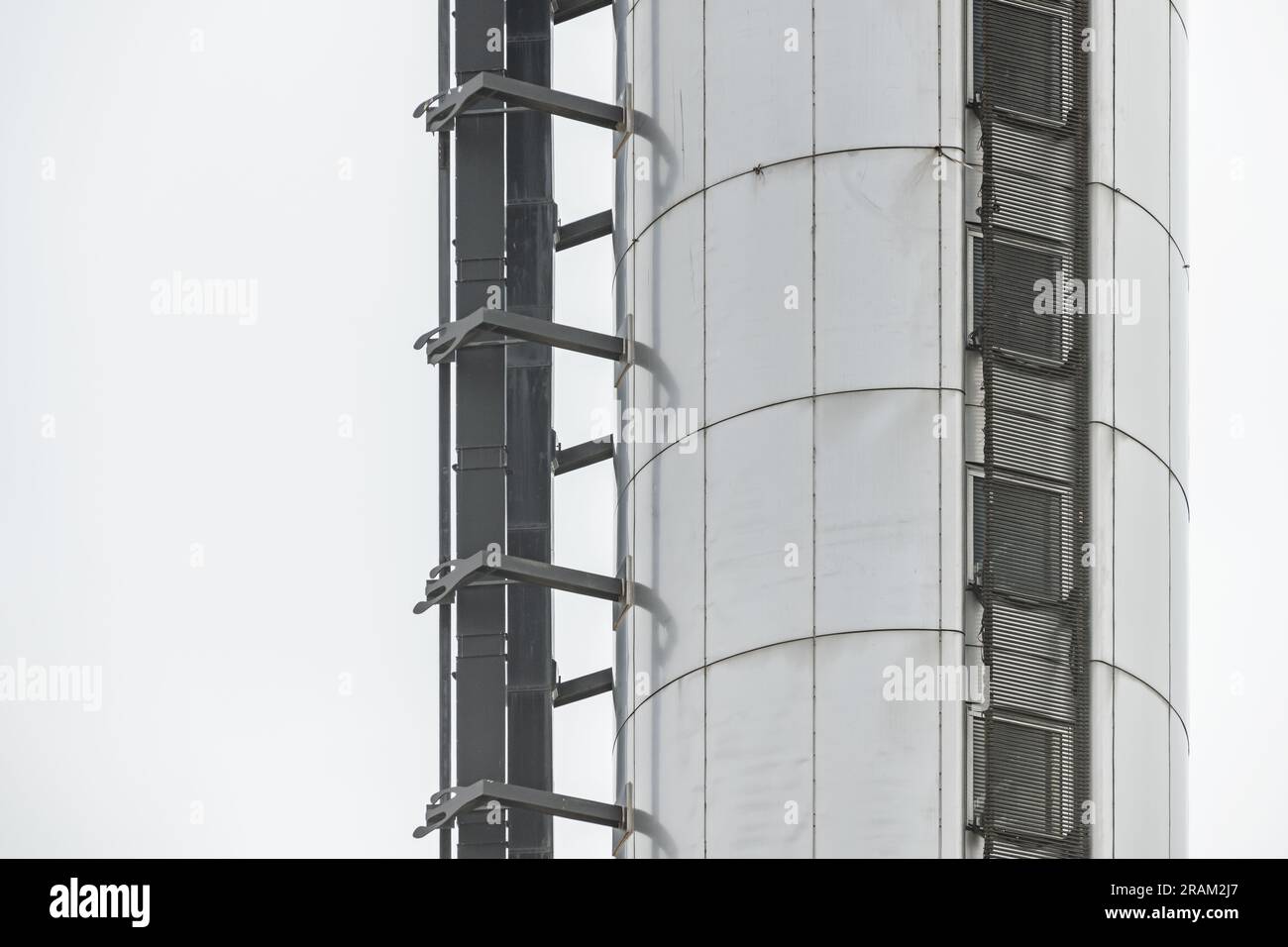Circular metal structure with guides for an elevator in the Moncloa ...